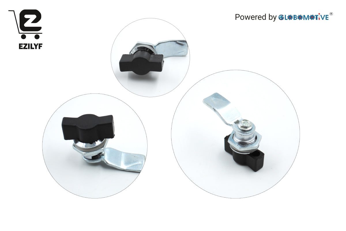 Drawer Glovebox Metal Security Panel Lock Heavy Black Knob - Globomotive